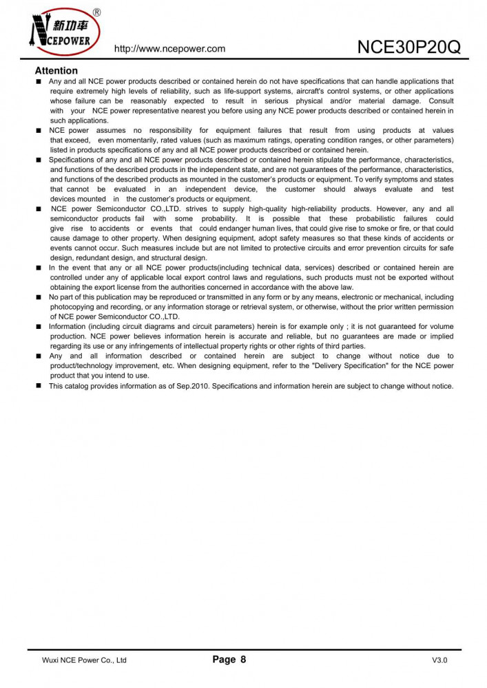 NCE30P20Q datasheet page 8