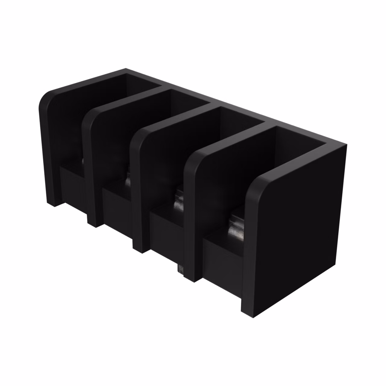 12.70mm Pitch, Single Row, Tri-Barrier Terminal Strip, without Mounting Ends, Black, Steel Screws, 4 Circuits for sale