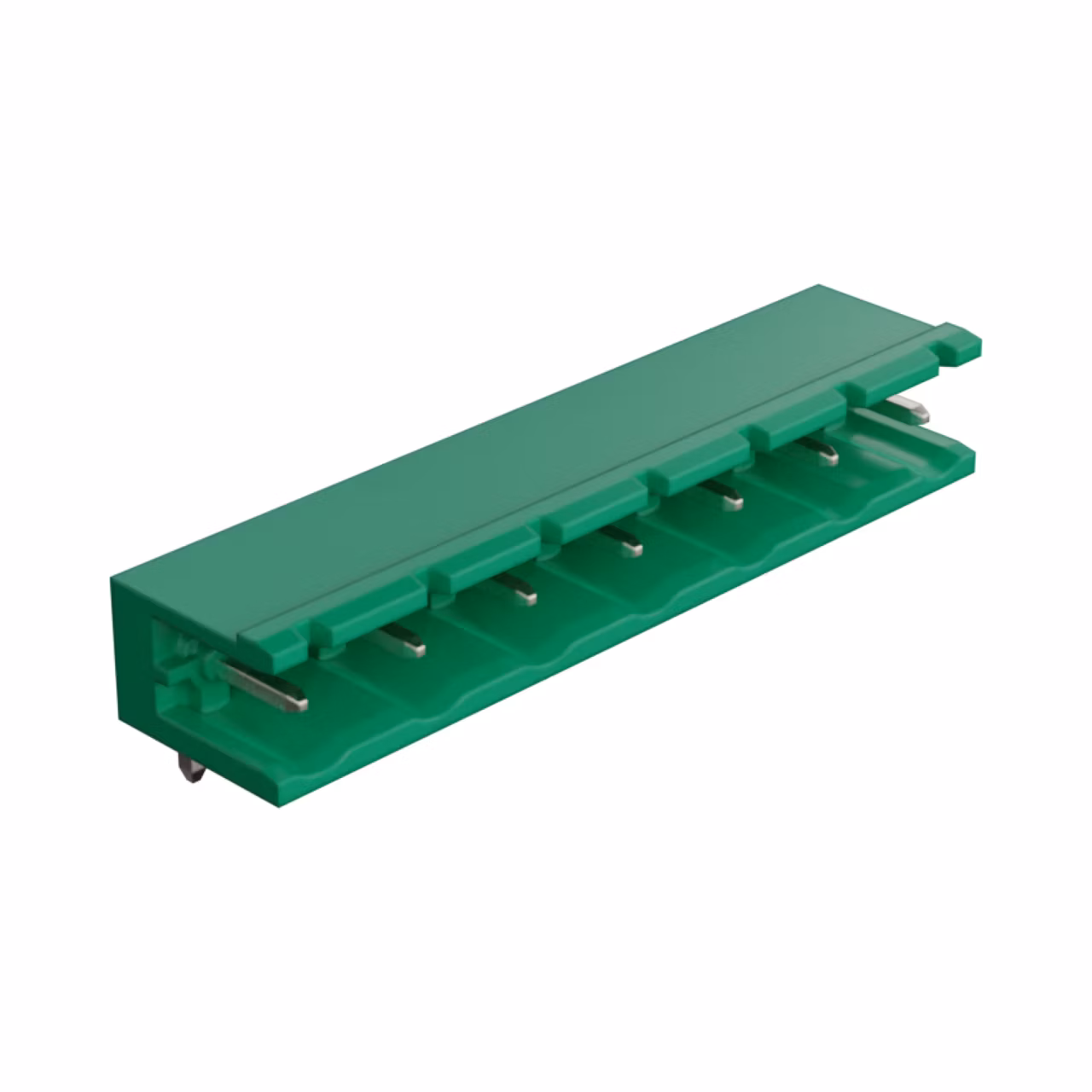 5.00mm Pitch Eurostyle 45° Angle PCB Header, Open Ends, 3 Circuits, Green