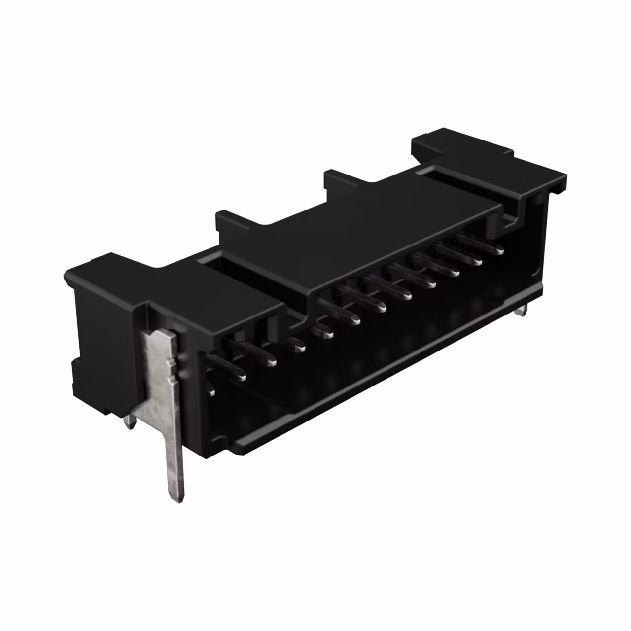 Micro-One Wire-to-Board Header, Right Angle, 2.00mm Pitch, Single Row, Glow-Wire Capable, Through Hole, 14 Circuits, Tin-Bismuth Plating, Black
