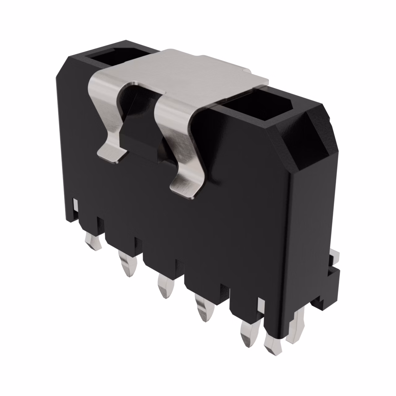 Micro-Fit 3.0 Vertical Header, 3.00mm Pitch, Single Row,4 Circuits, with PCB Press-fit Metal Retention Clip, 1.52µm Matte Tin Plating, Glow-Wire Capable, Black, Tape and Reel for sale