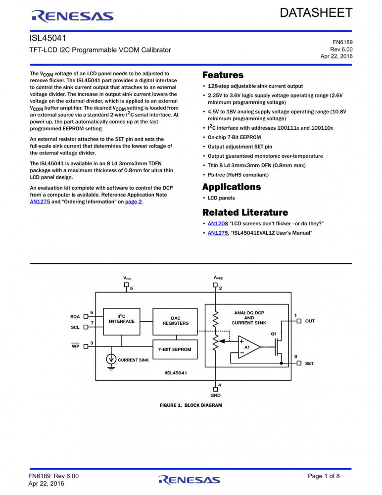 ISL45041IRZ datasheet page 1