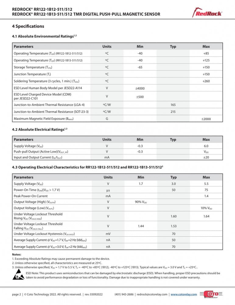 COTO RR122 datasheet page 2