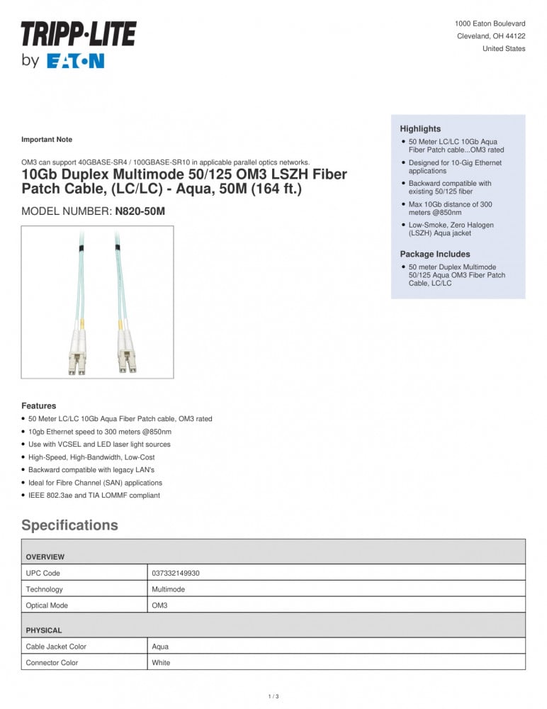 N820-50M technical document page 1