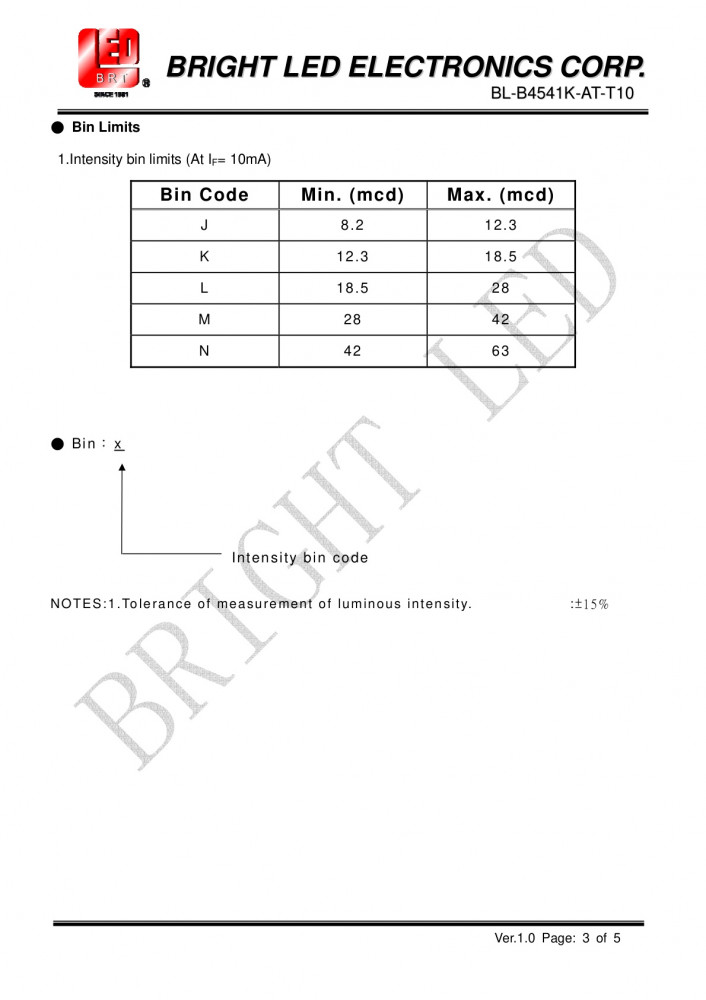 BL-B4541K-AT-T10 datasheet page 3