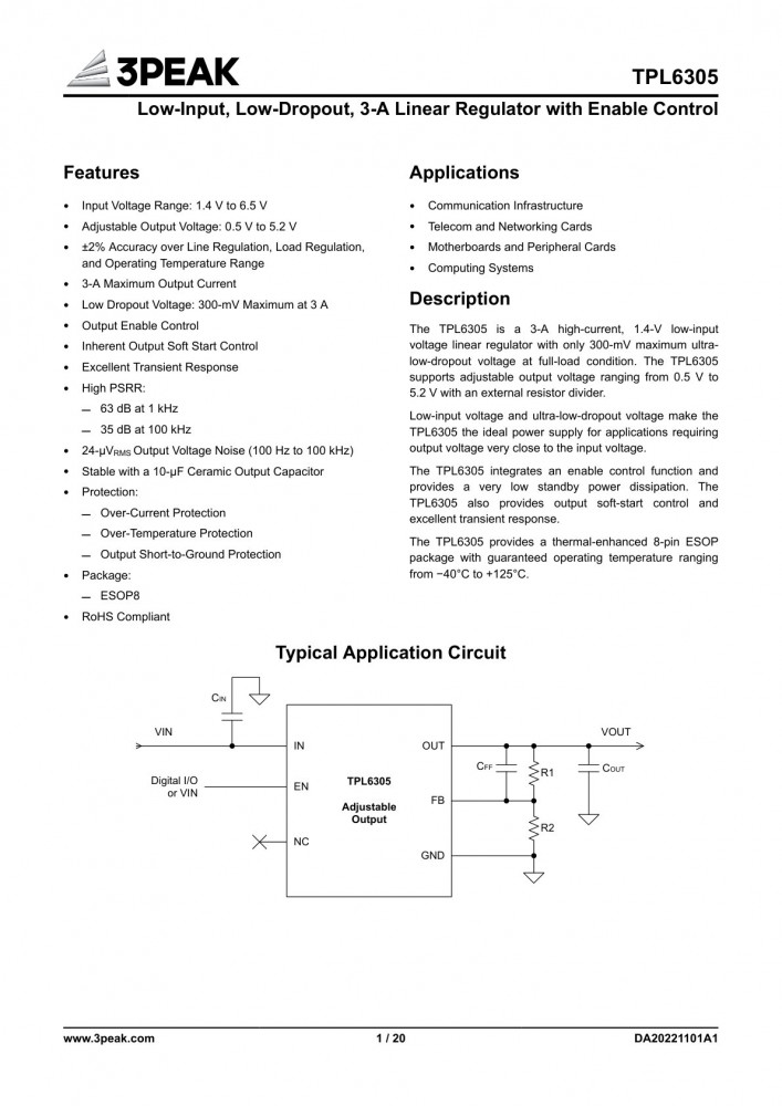 TPL6305AD-ES1R datasheet page 1