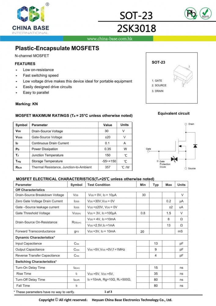 2SK3018 datasheet page 1