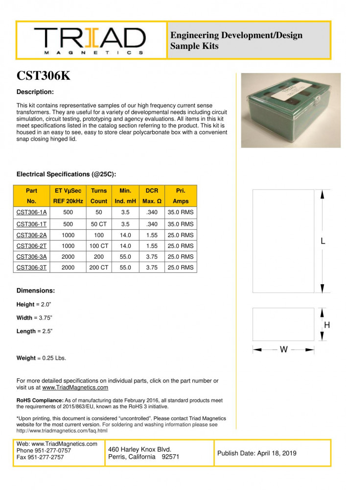CST306K product documentation page