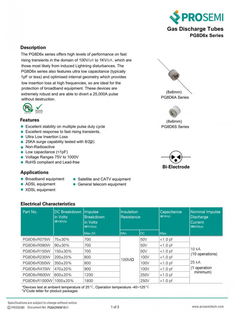 PG8D6SR090W technical datasheet page 1