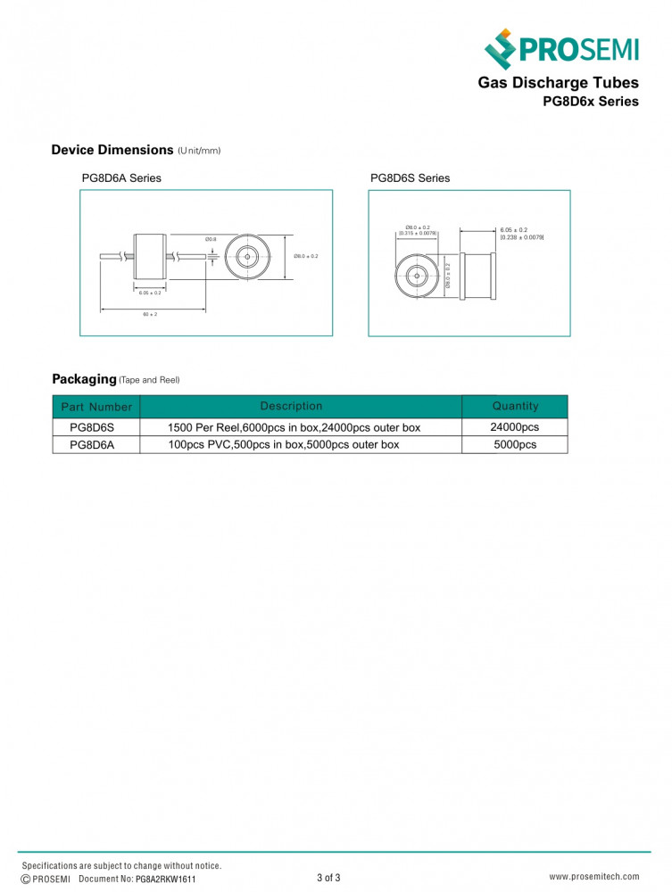 PG8D6SR090W technical datasheet page 3