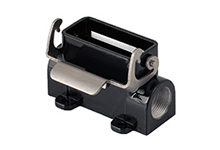 Heavy-Duty Harsh Environment (HE) Cover for Male Inserts, Die-cast Aluminum, with 2 Pegs, without Gasket, Size 3A «21x21», Black