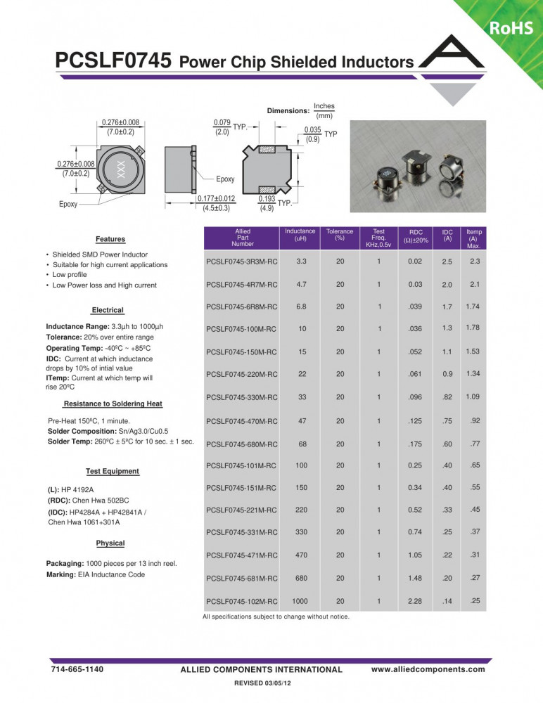 PCSLF0745 series product documentation preview