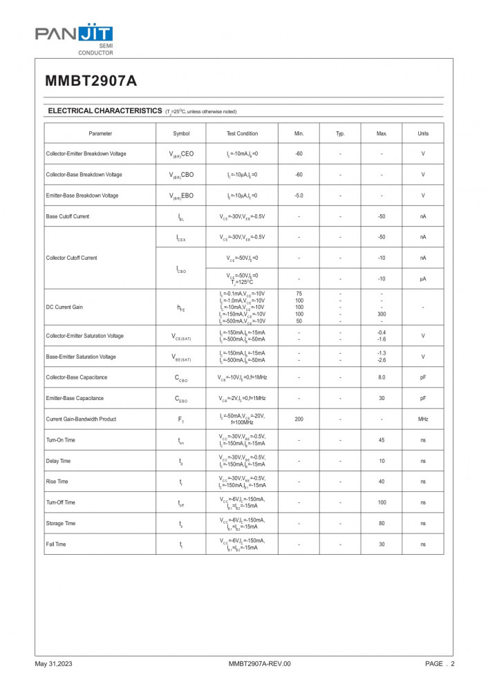 MMBT2907A datasheet page 2