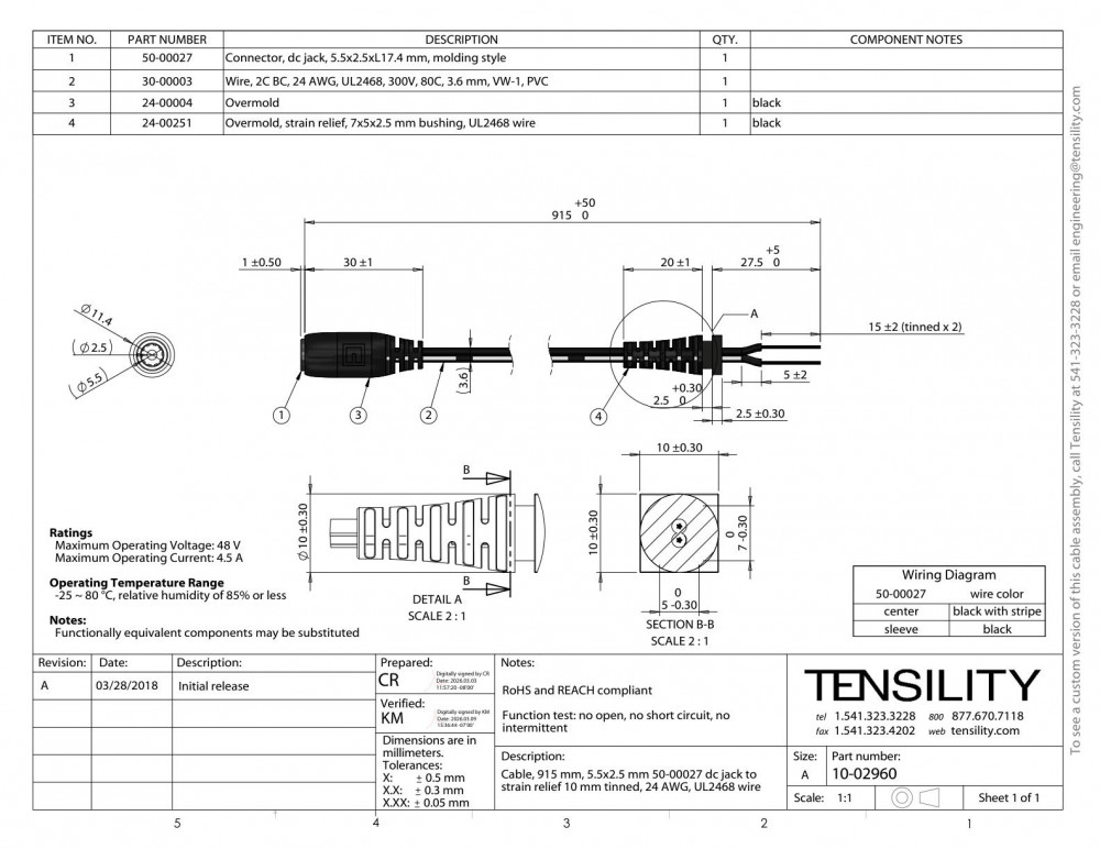 Tensility International 10-02960 product drawing