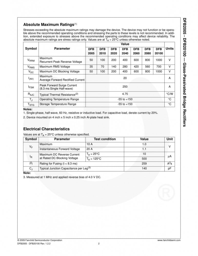 DFB20100 datasheet page 3