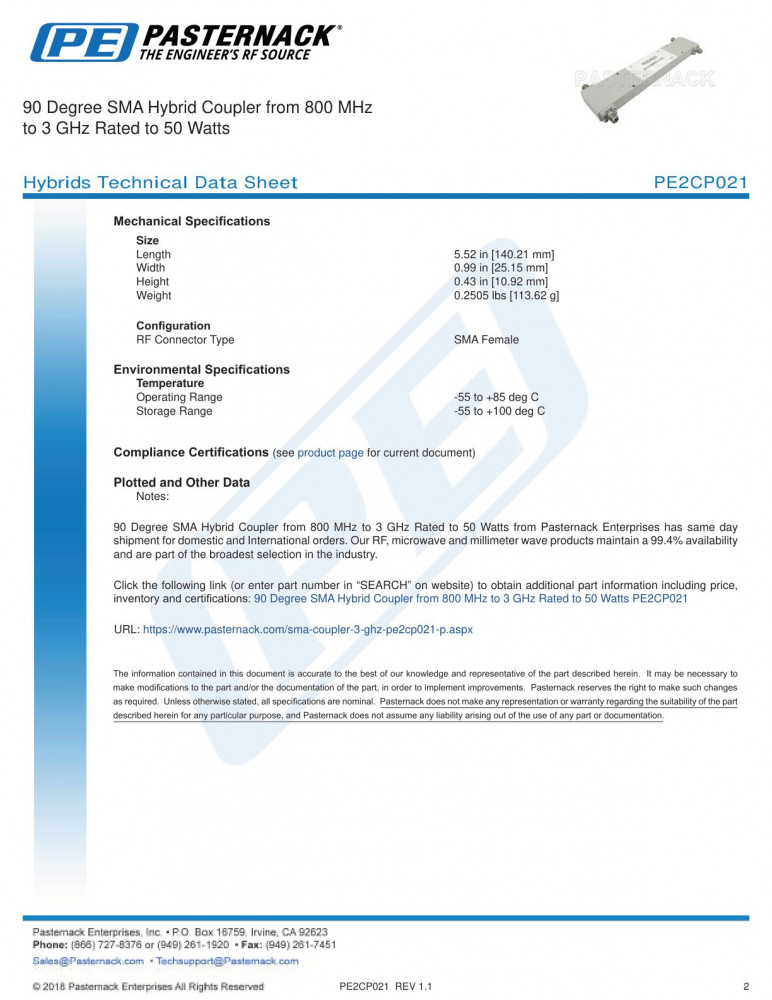 PE2CP021 technical document page 2