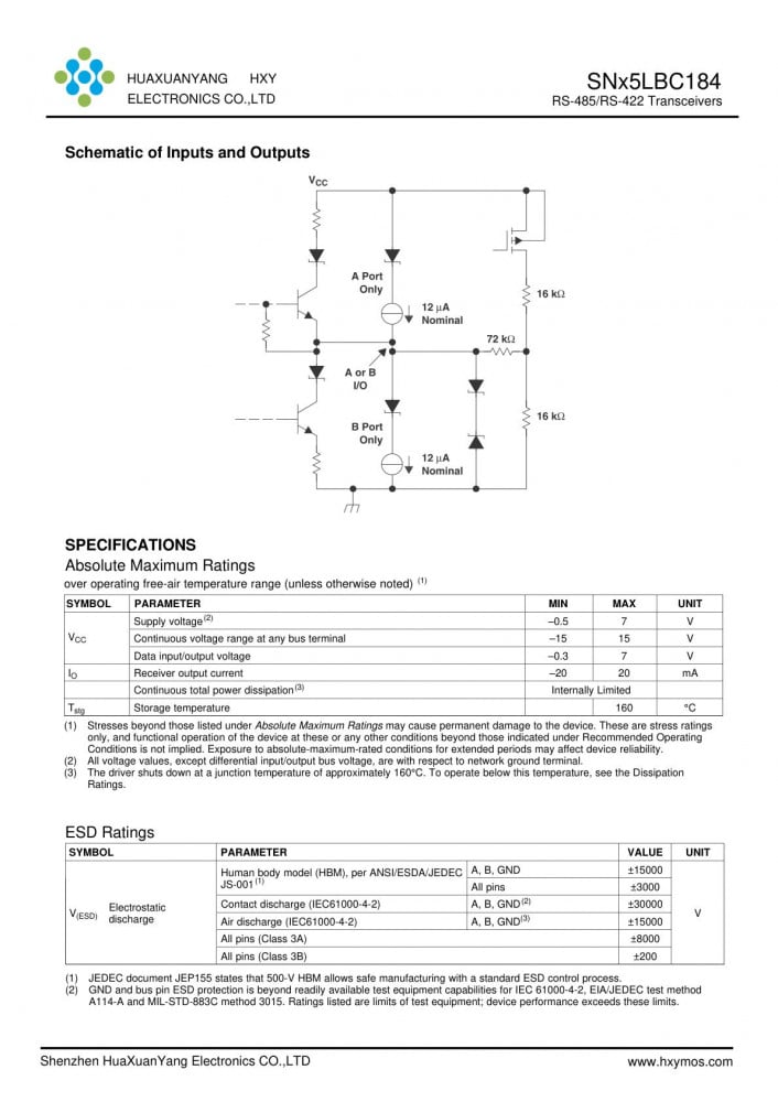 SN75LBC184 technical document page 3