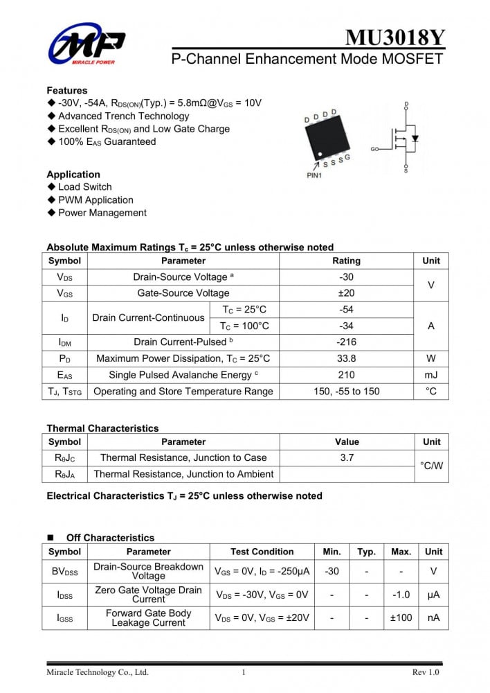 MU3018Y datasheet page 1