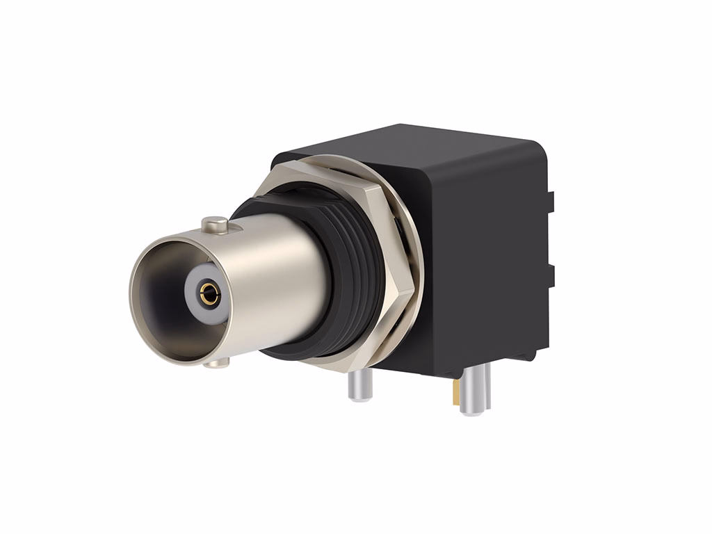 BNC Jack, Straight, PCB Receptacle, Through Hole, Die Cast, Nickel (Ni) Plated, Tray, 50 Ohms