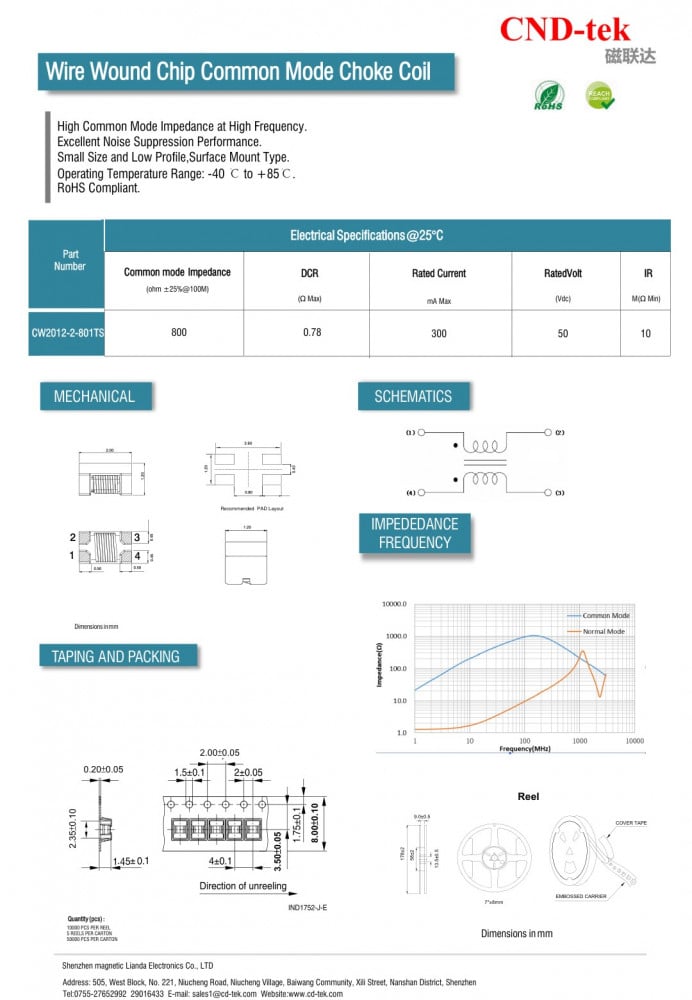 CND-tek CW2012-2-801TS technical document page