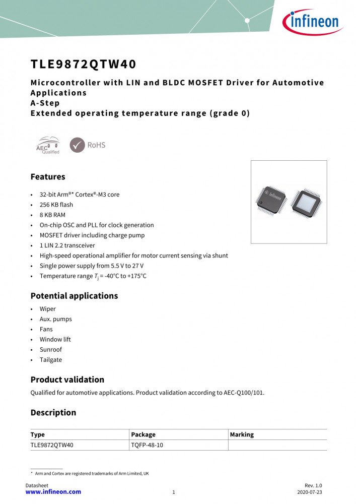 TLE9872QTW40 datasheet page 1