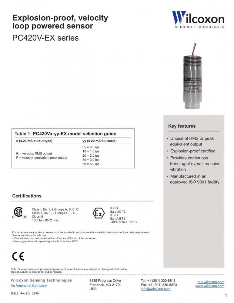 Amphenol PC420V-EX series datasheet page 1
