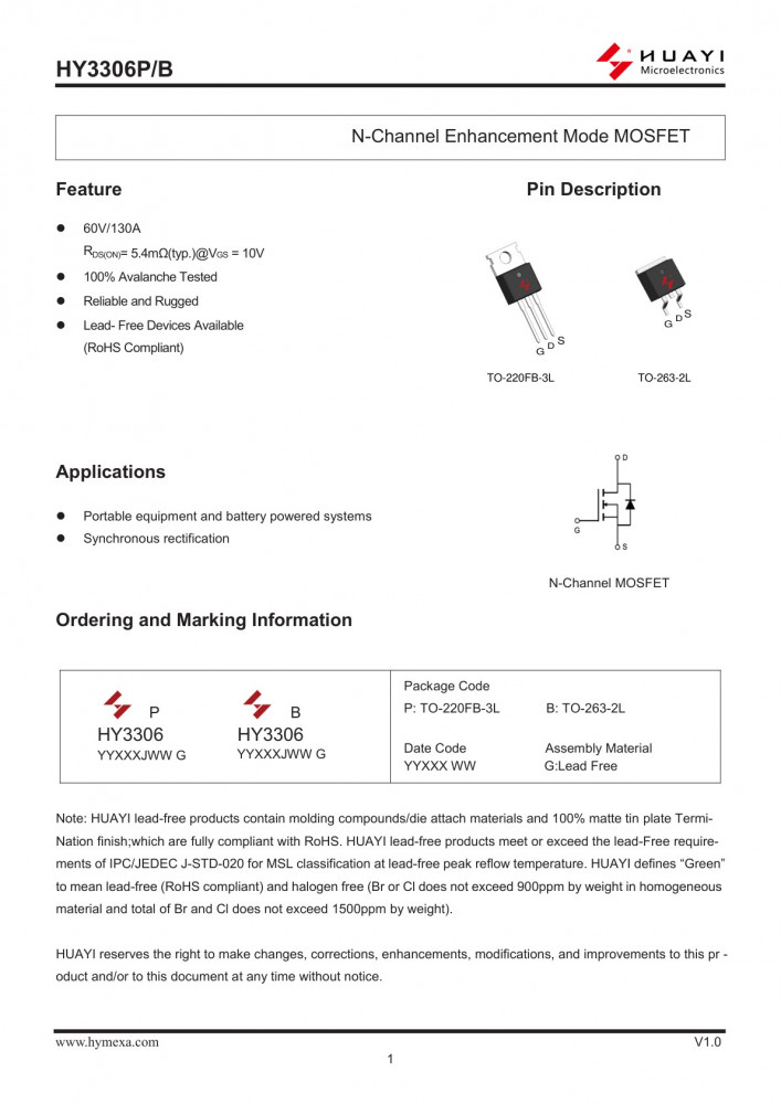 HY3306P datasheet page 1