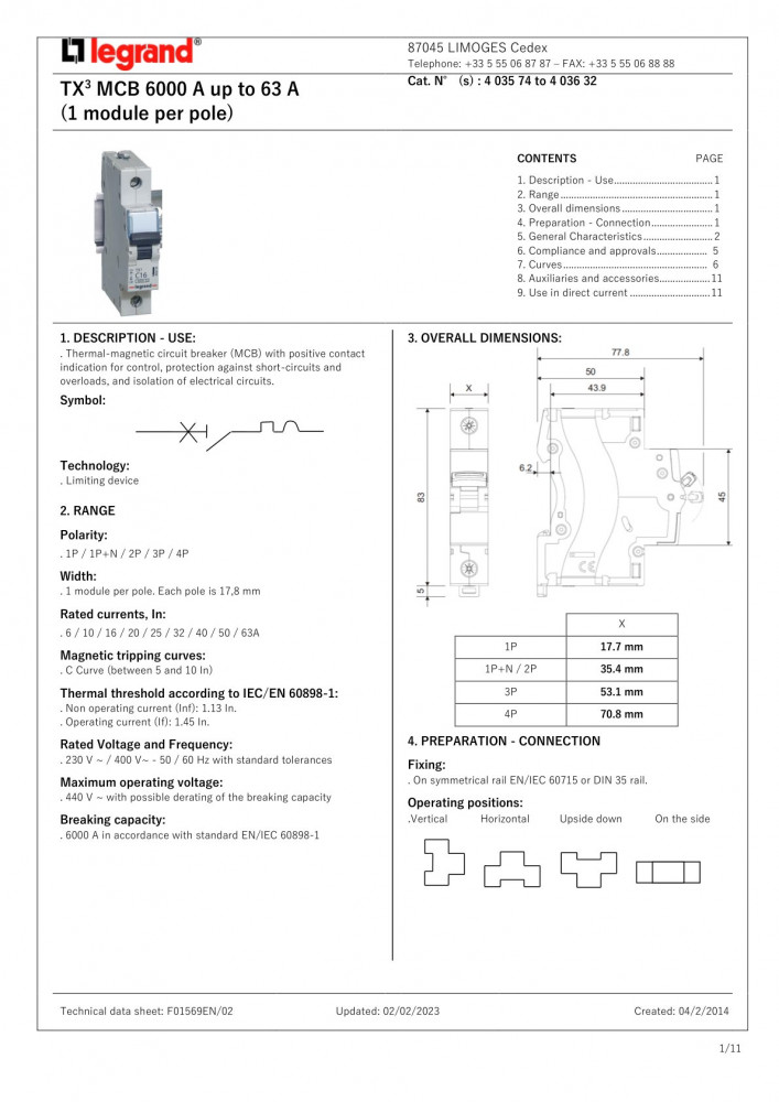 TX³ MCB datasheet page 1