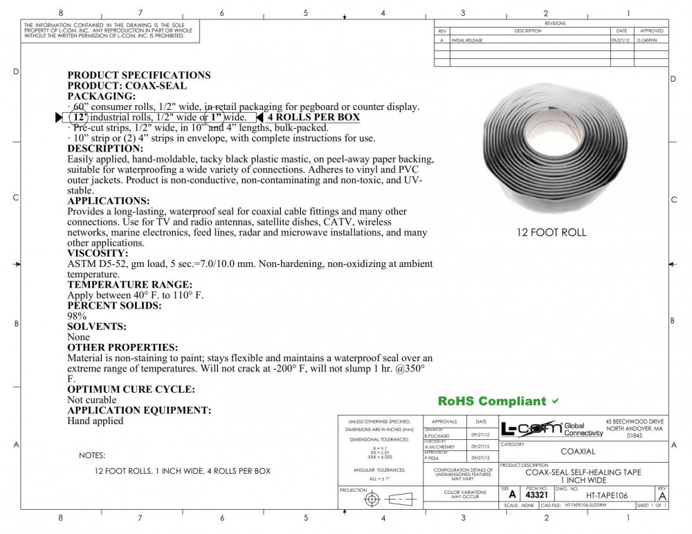 L-com HT-TAPE106 technical drawing preview
