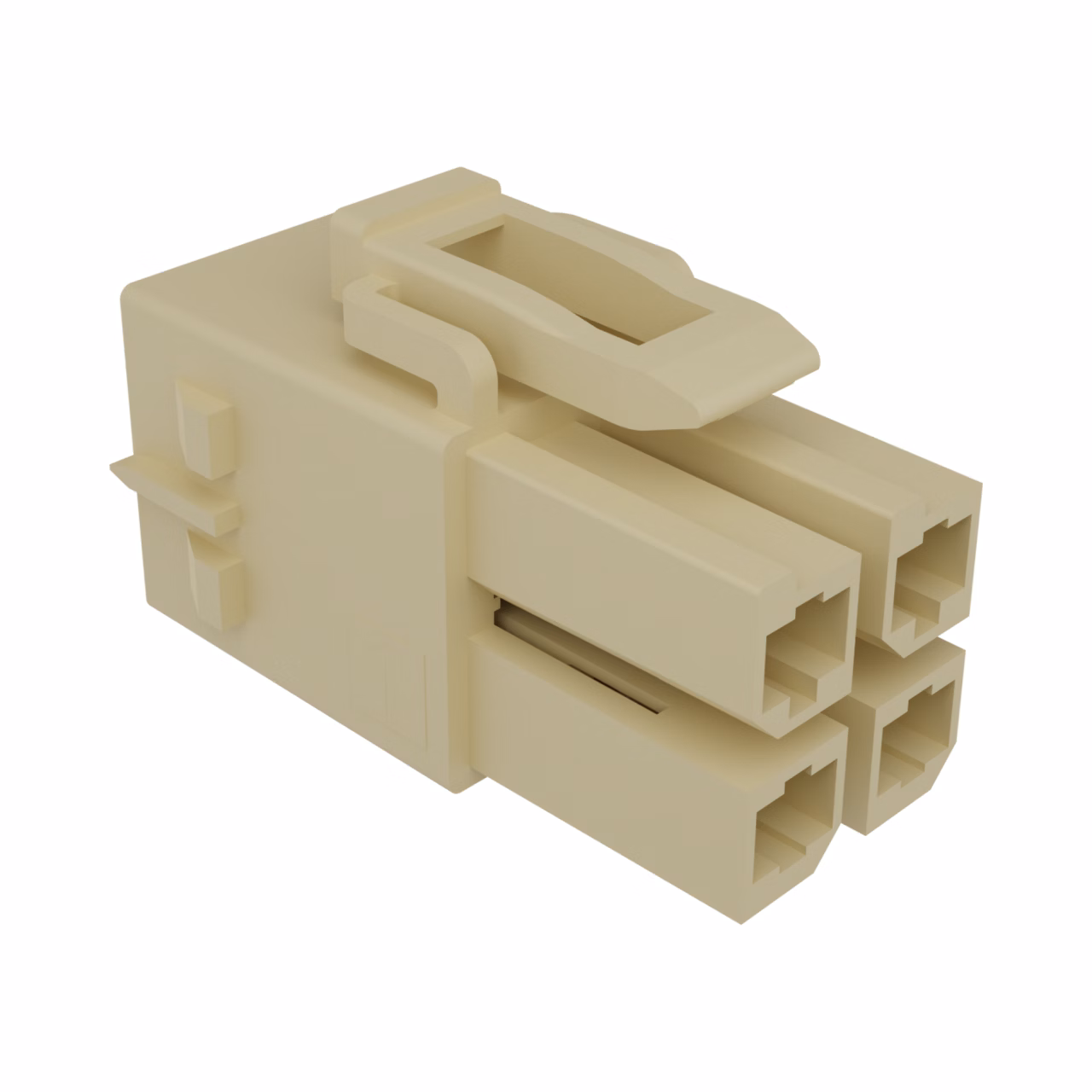 Mega-Fit ColorLock Tangless TPA-Capable Receptacle Housing, Dual Row, 4 Circuit, UL 94V-0, Glow-Wire Capable, Natural for sale