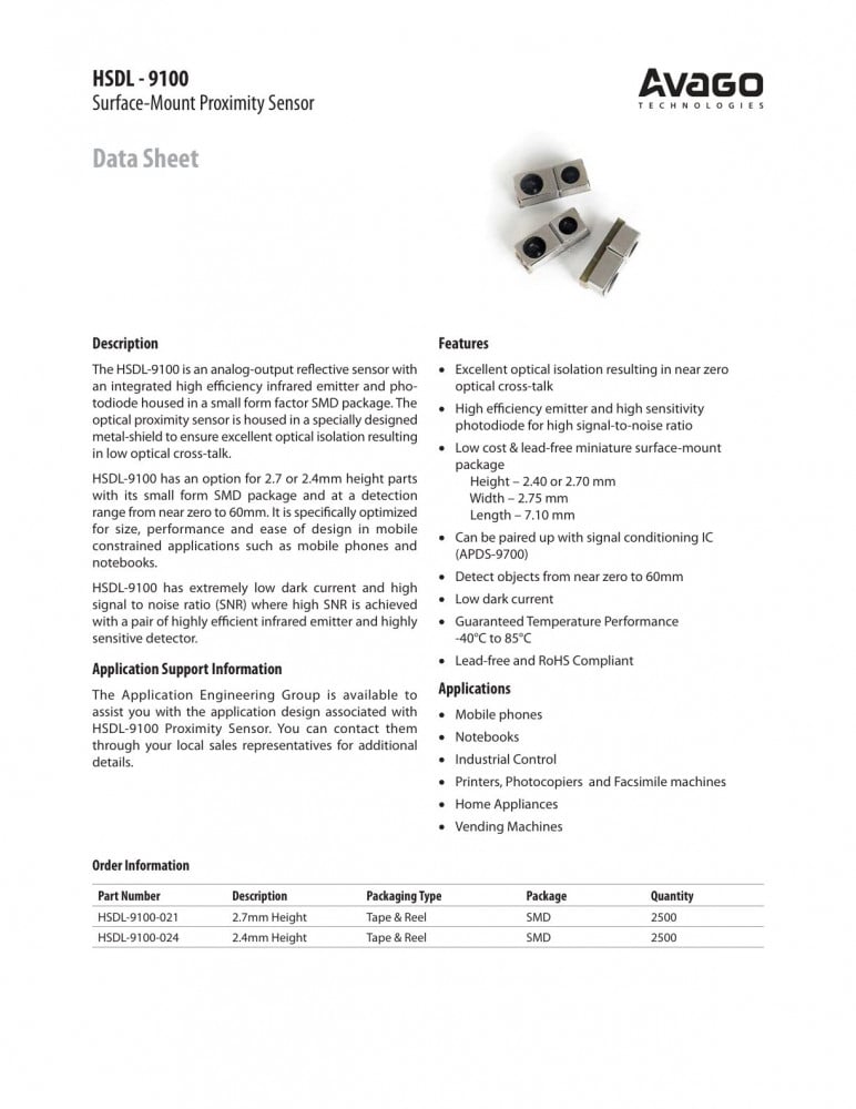 HSDL-9100-024 datasheet page 1