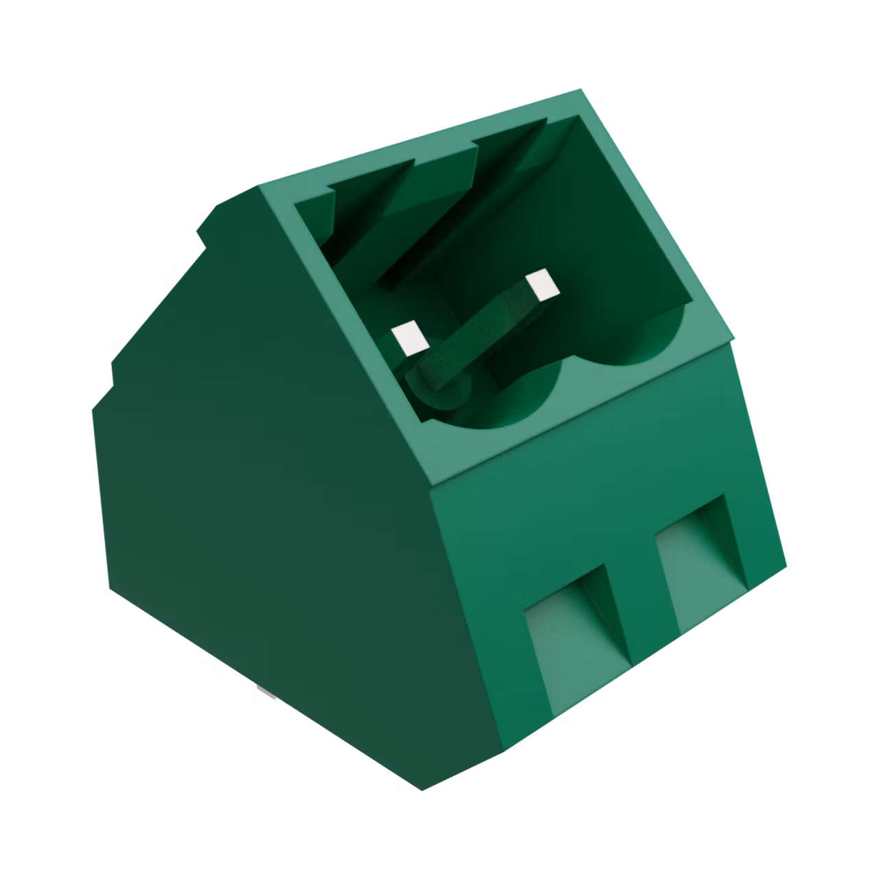 5.00mm Pitch Eurostyle 45° Angle PCB Header, Closed Ends, 2 Circuits, Green for sale