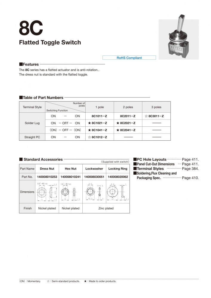 8C switch contact configuration page