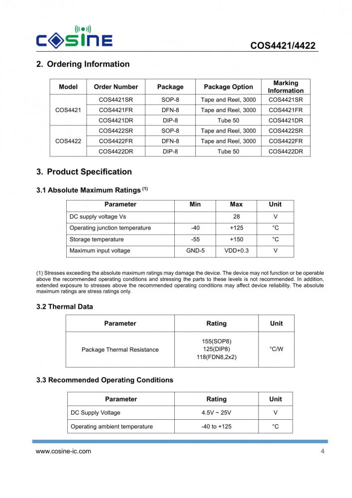 COS4422 datasheet page 4