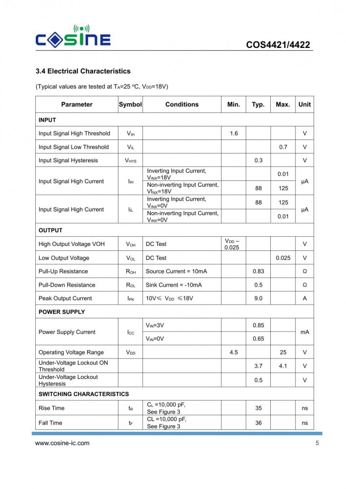 COS4422 datasheet page 5