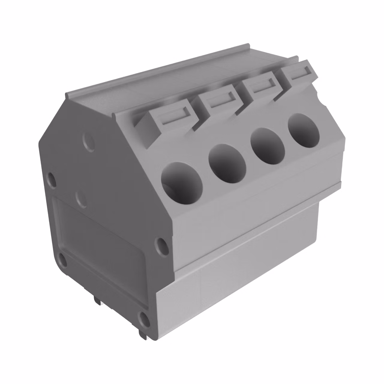 5.00mm Pitch, Eurostyle Fixed-Mount Push-Button Terminal Block, 45° Modular Luminaire, 10A, 26-14 AWG, Light Gray, 4 Circuits for sale