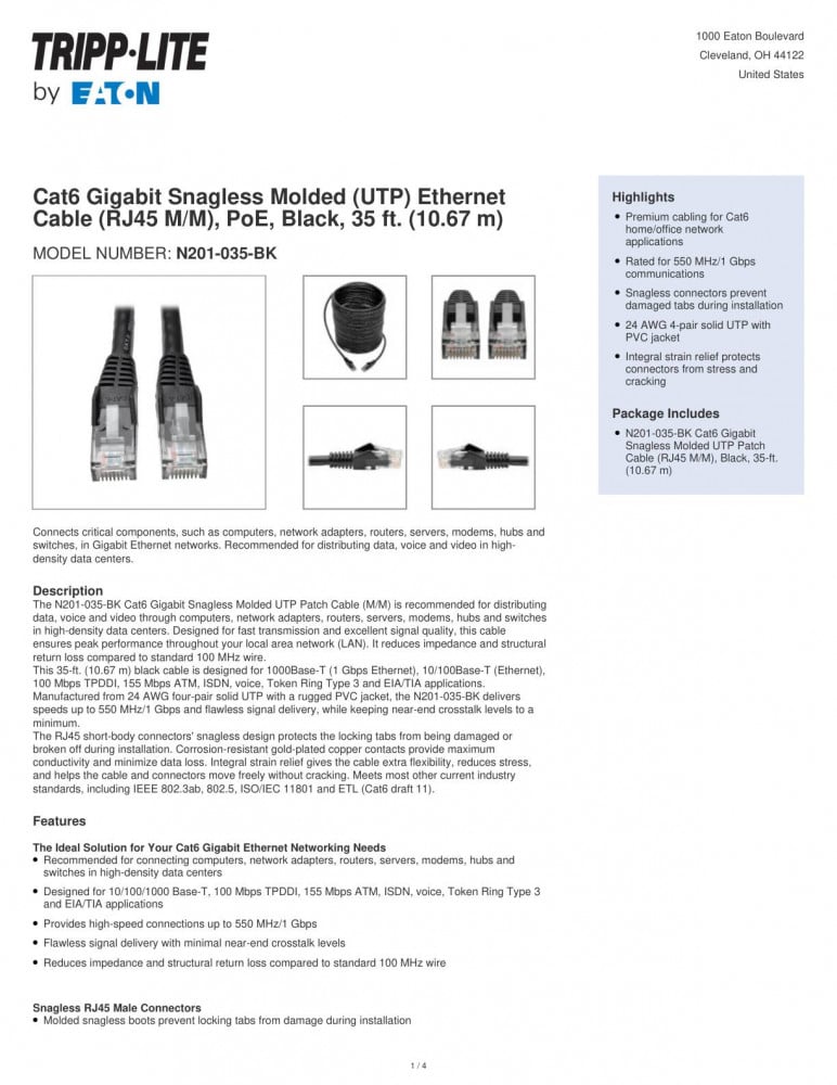 N201-035-BK technical document page 1