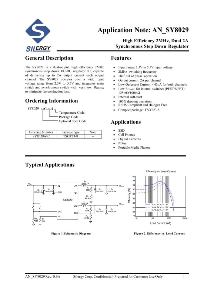 SY8029AIC datasheet page 1
