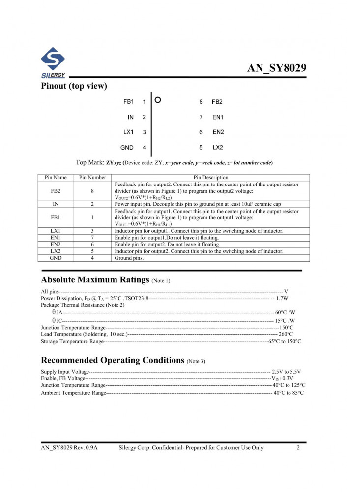 SY8029AIC datasheet page 2