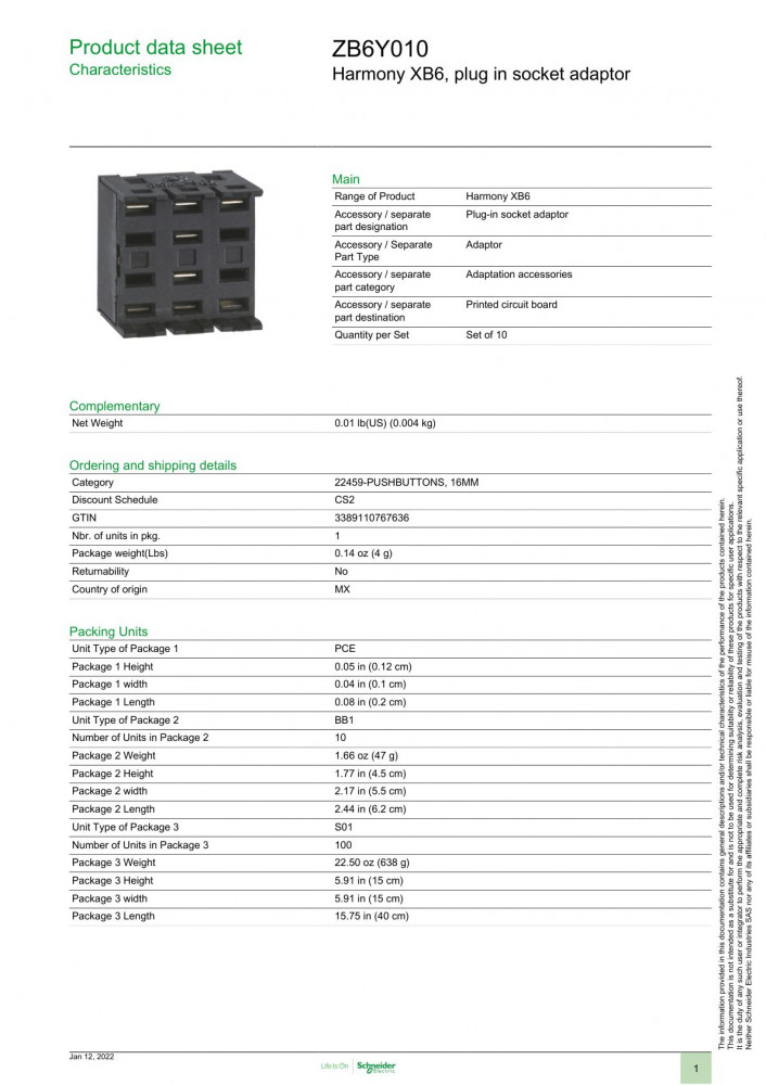 ZB6Y010 technical document page 1