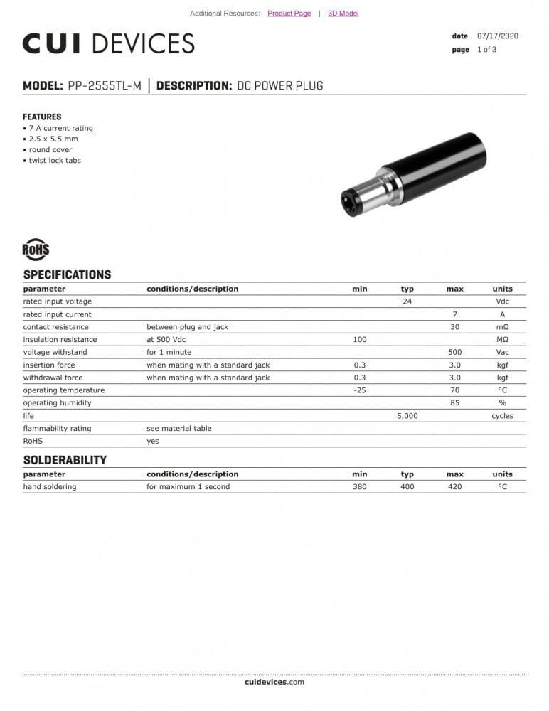 PP-2555TL-M technical document page 1