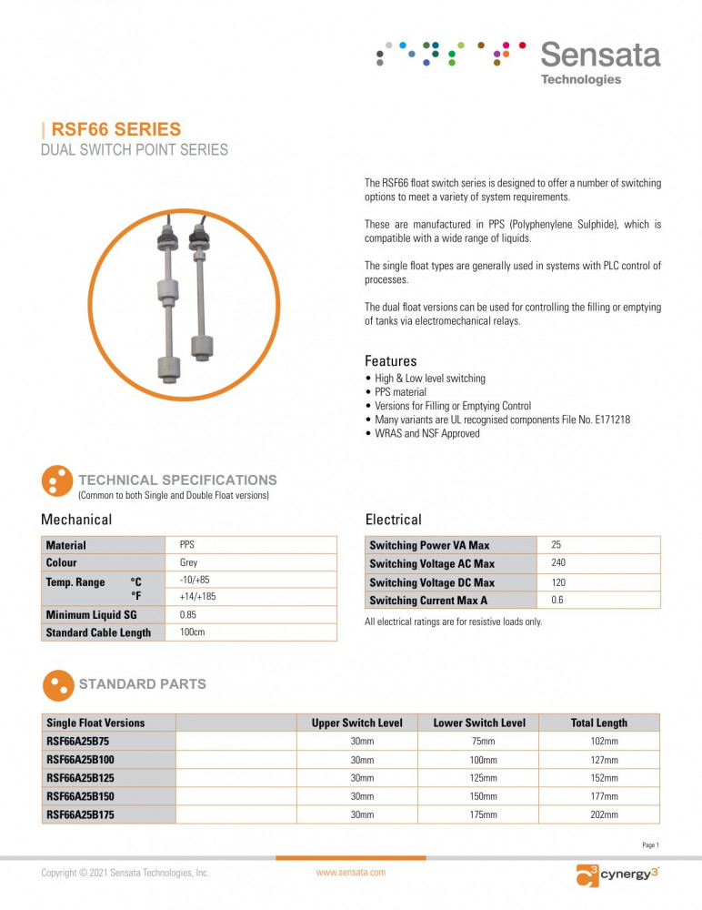 RSF66 series product information page