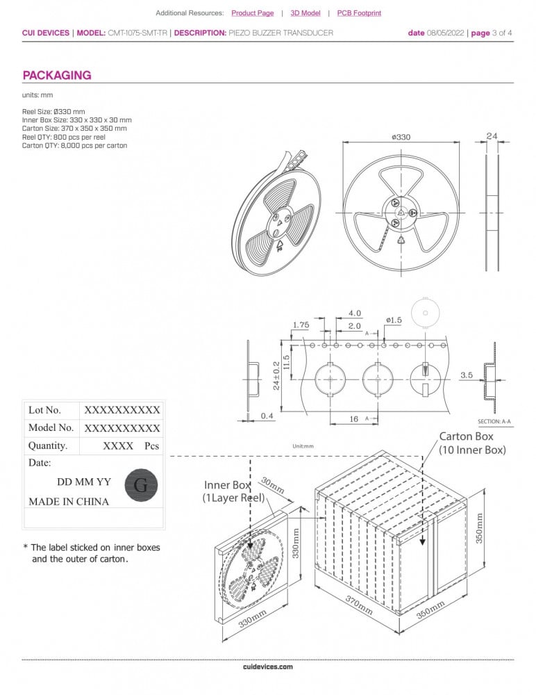CMT-1075-SMT-TR datasheet page 3