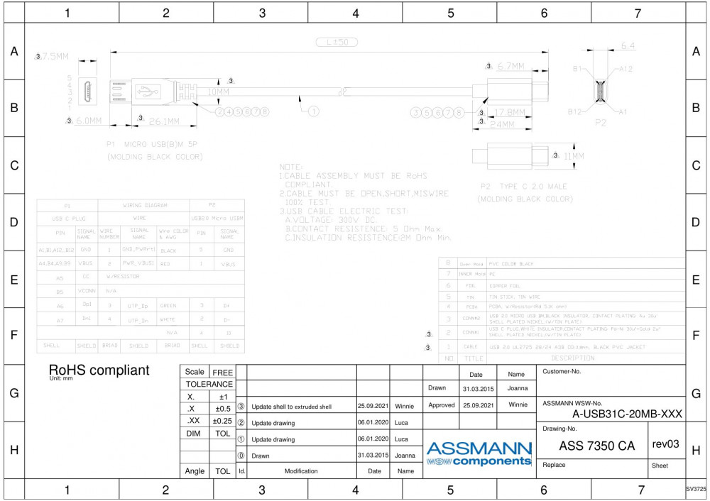 A-USB31C-20MB-100 technical drawing preview