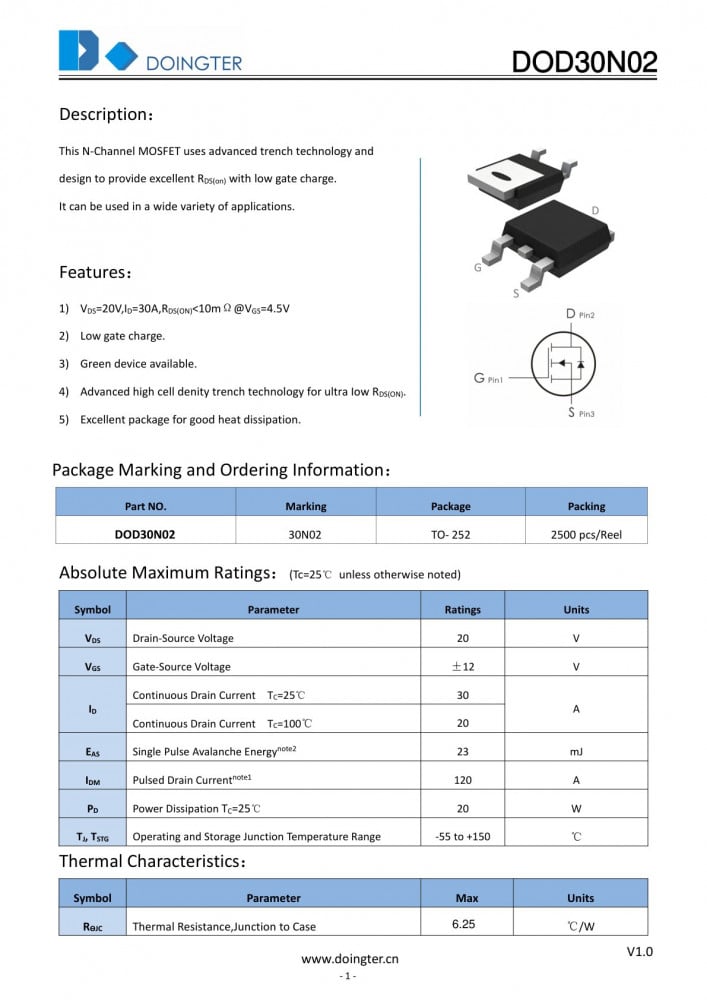 DOD30N02 datasheet page 1
