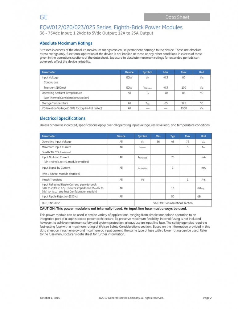 EQW012A0A datasheet page 2