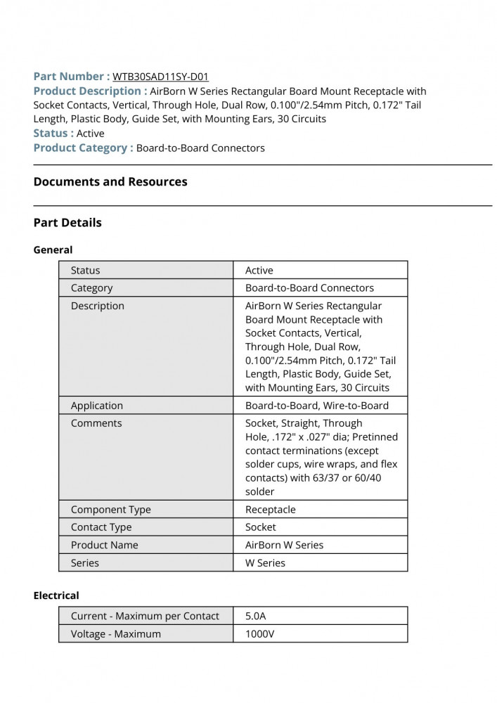 WTB30SAD11SY-D01 technical document image, page 1