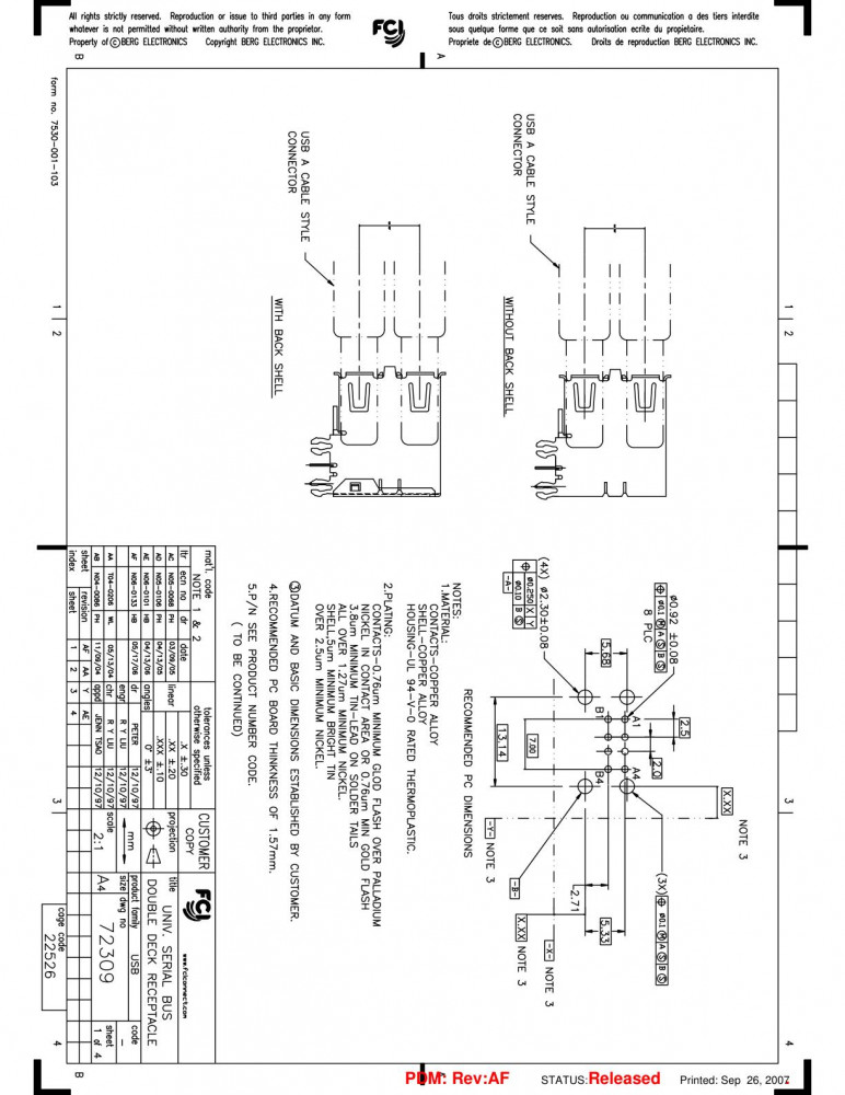 72309-7014BLF technical drawing sheet 1