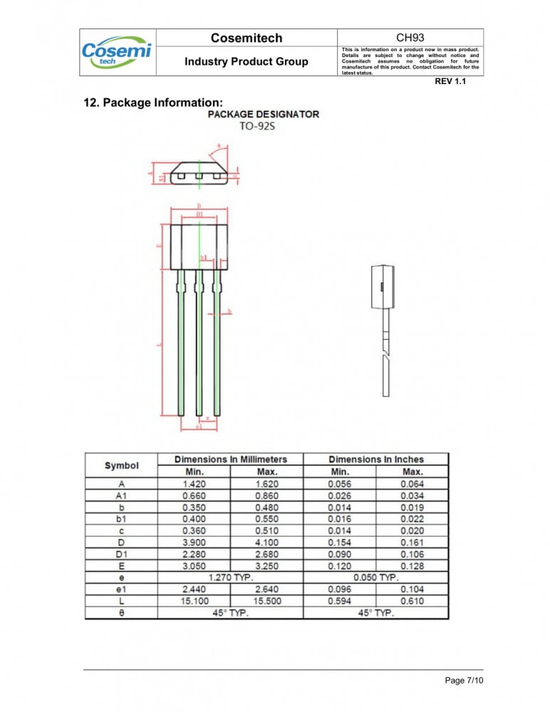 CH93TB datasheet page 7