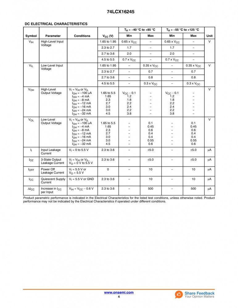 74LCX16245 datasheet page 4